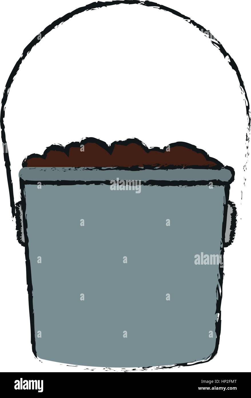 bucket with soil icon over white background. colorful design. vector ...
