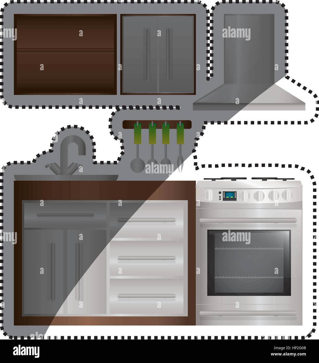 Kitchen interior design icon vector illustration graphic design Stock ...