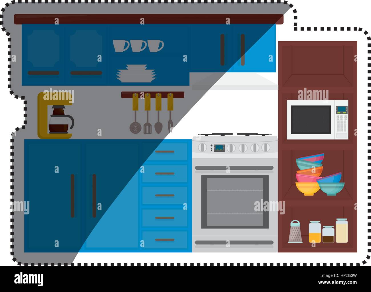 Kitchen interior design icon vector illustration graphic design Stock ...