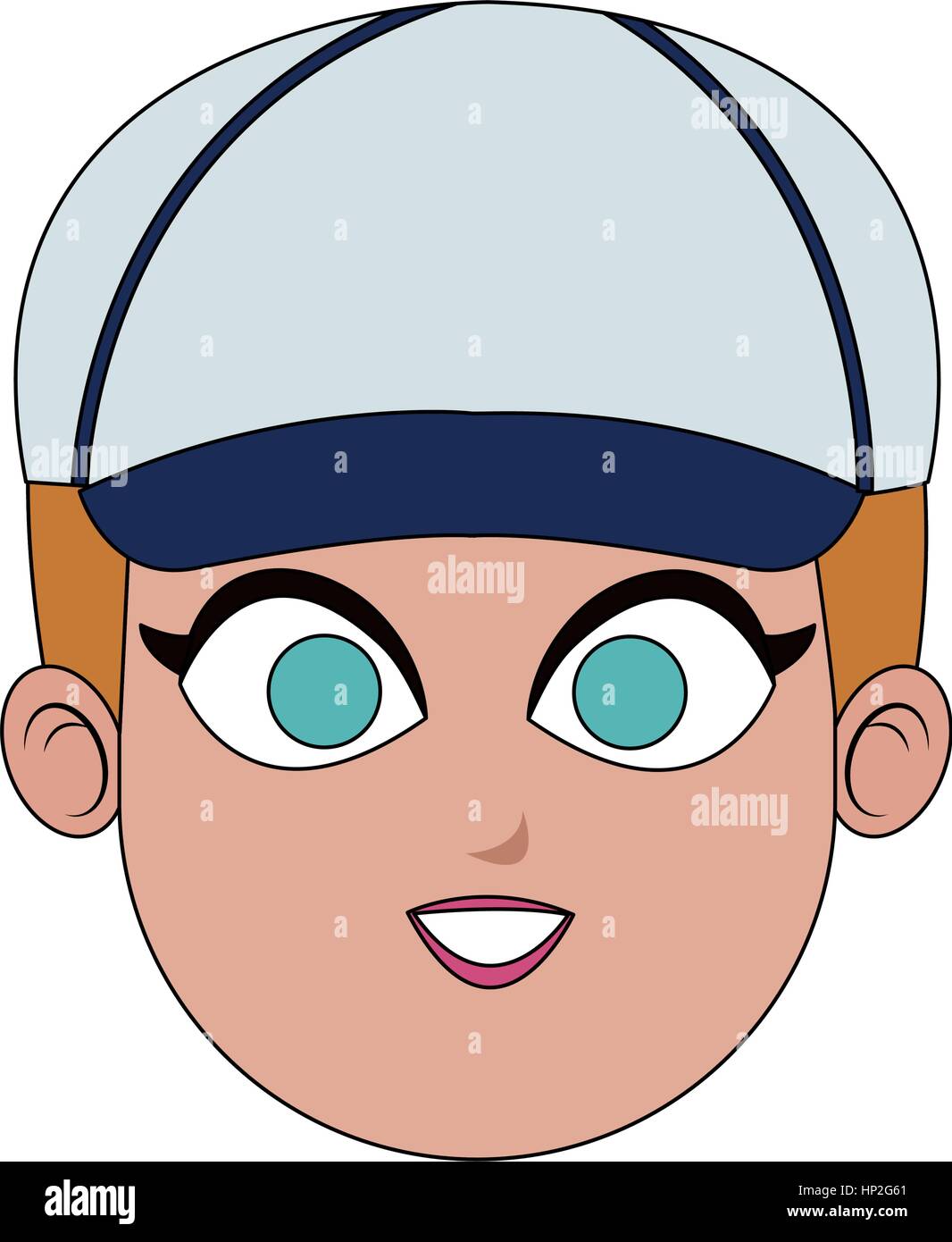 woman wearing a cap over white background. colorful desing. vector ...