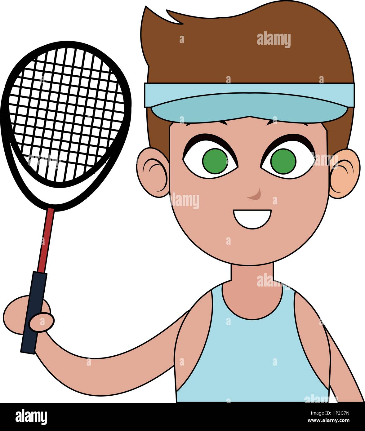 boy with tennis sport equipment over white background. colorful design ...