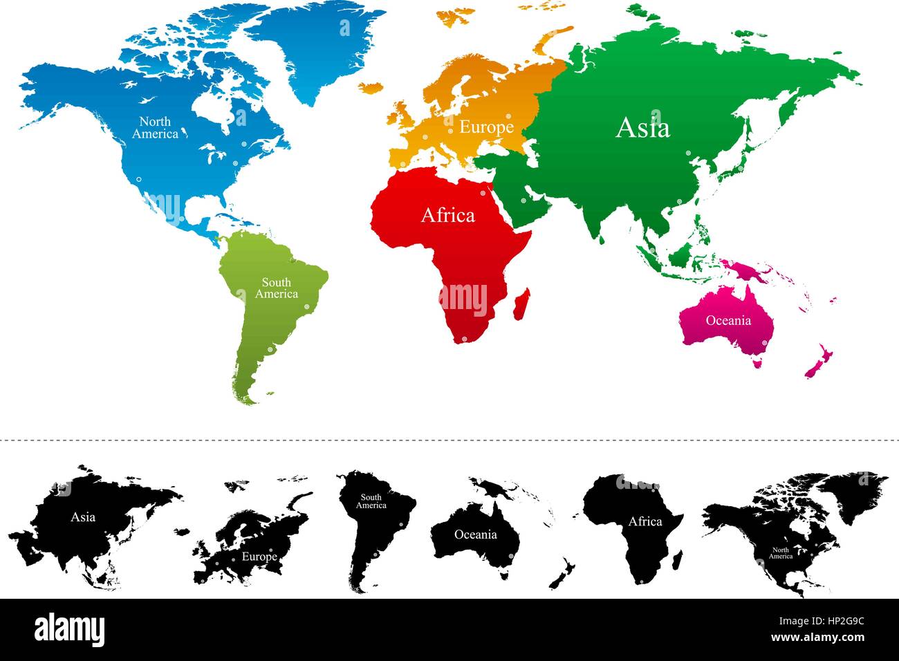 Vector World map with colorful continents Atlas - EPS Stock Vector ...