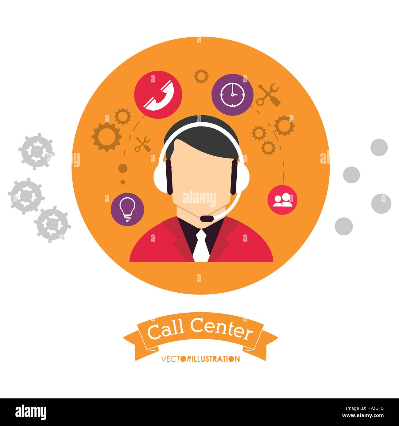 call center people working with headsetvector illustration eps 10 Stock ...
