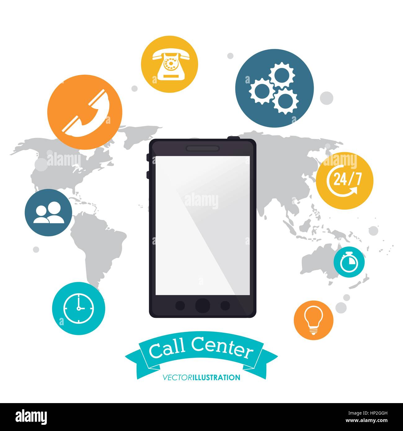 smartphone call center technology global application vector ...