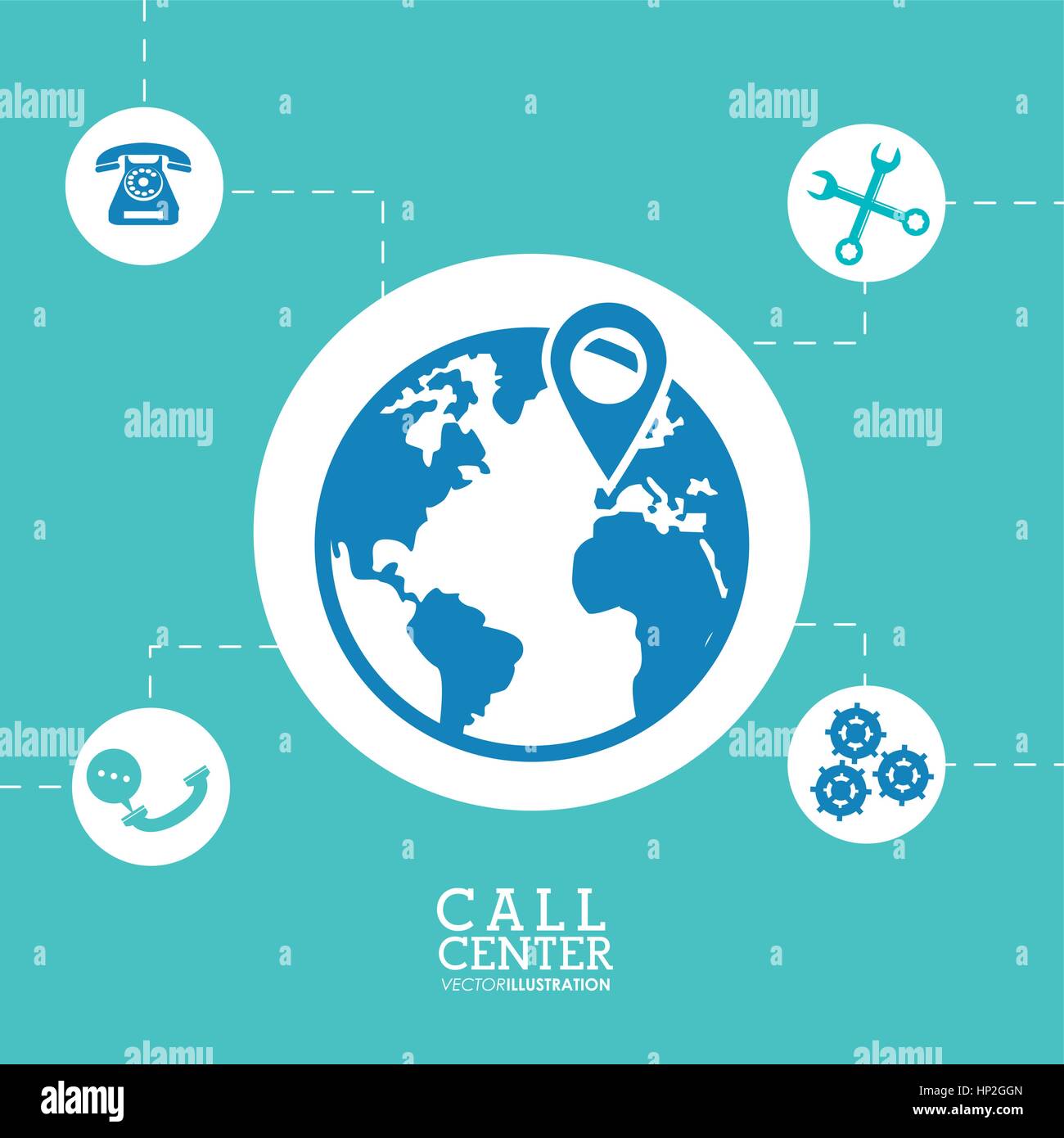 worldwide call center location support vector illustration eps 10 Stock ...