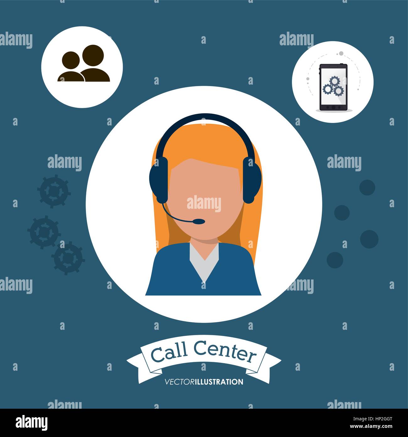 female manager call center tools app vector illustration eps 10 Stock ...