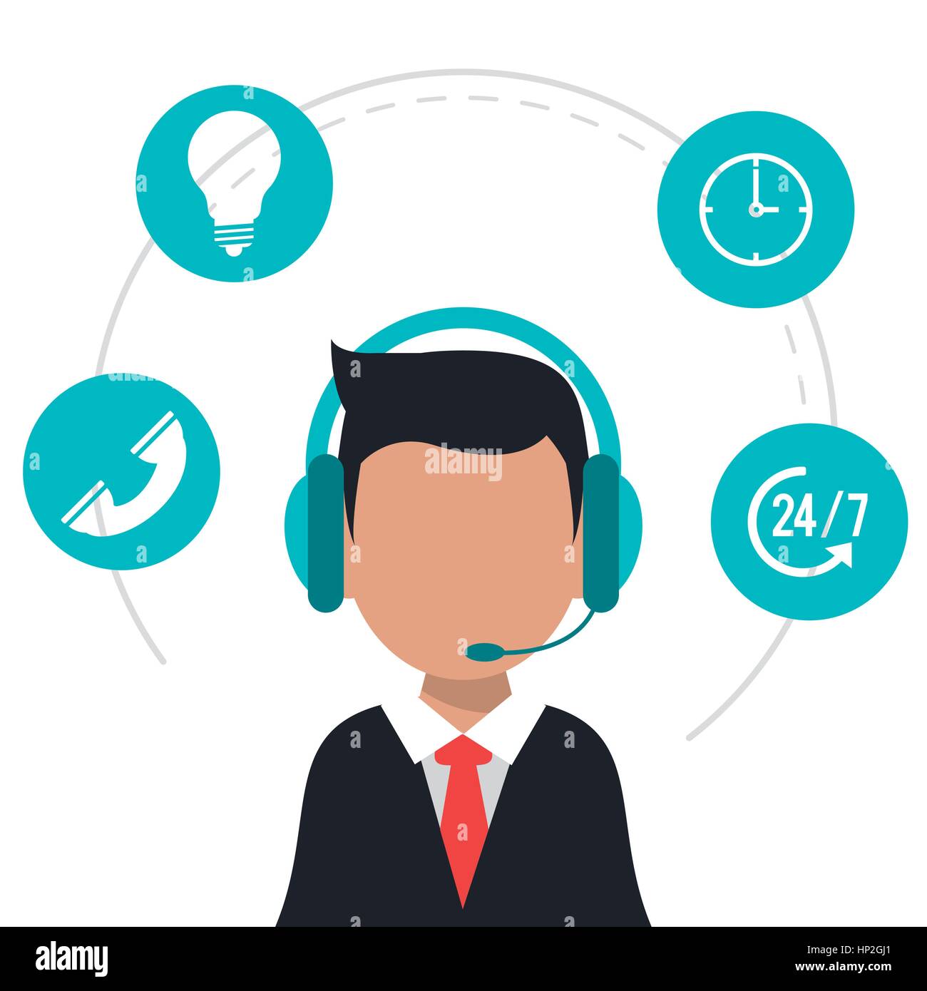 character wearing headset call center icons vector illustration eps 10 ...