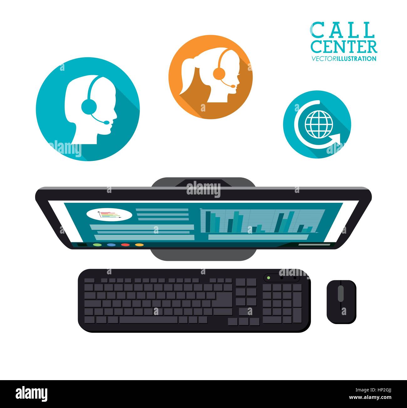 computer call center service icons vector illustration eps 10 Stock ...