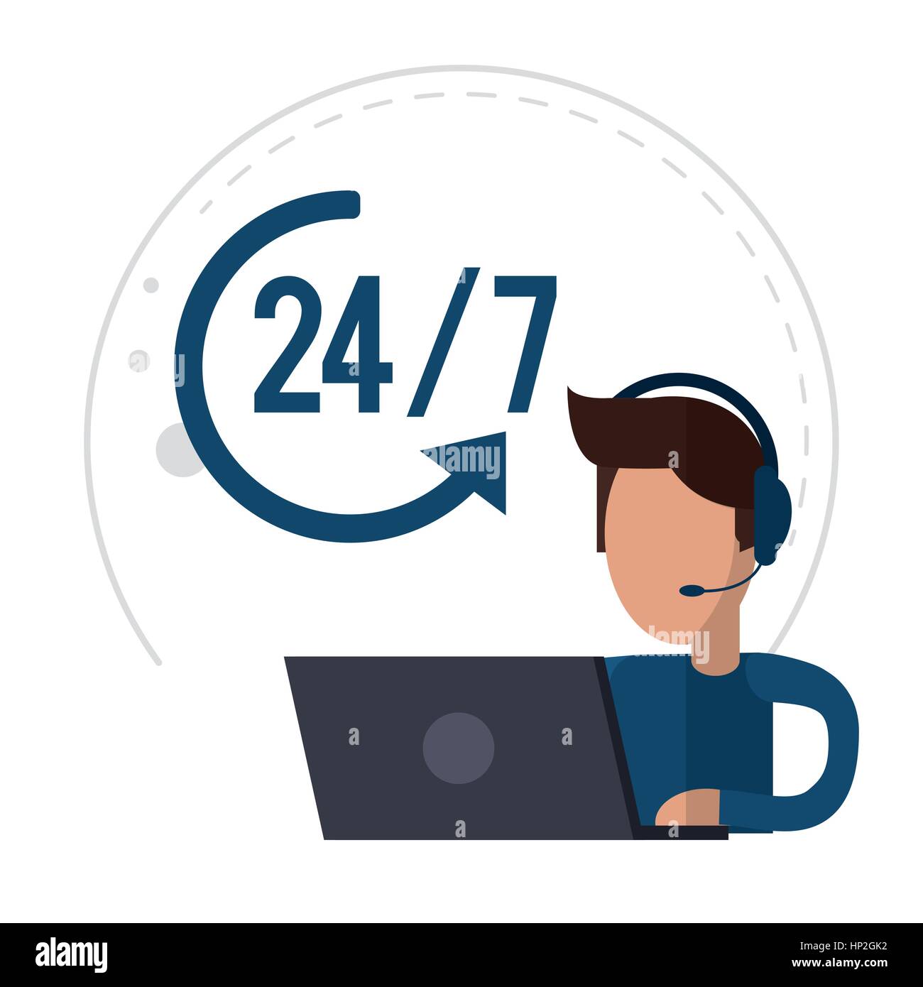 character male call center support 24-7 vector illustration eps 10 ...
