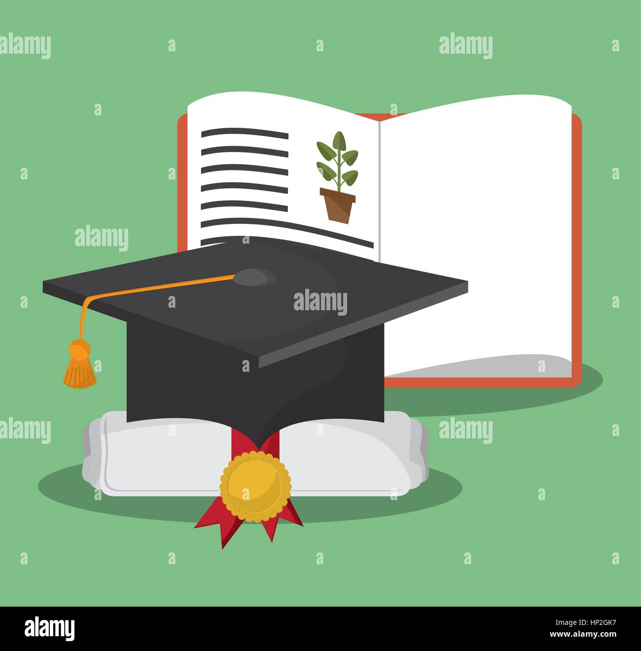 biology book certificate graduation hat vector illustration eps 10 ...