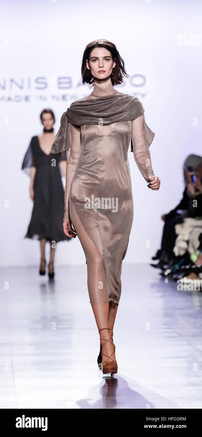 New York, NY, USA - February 14, 2017: A model walks runway for Dennis ...