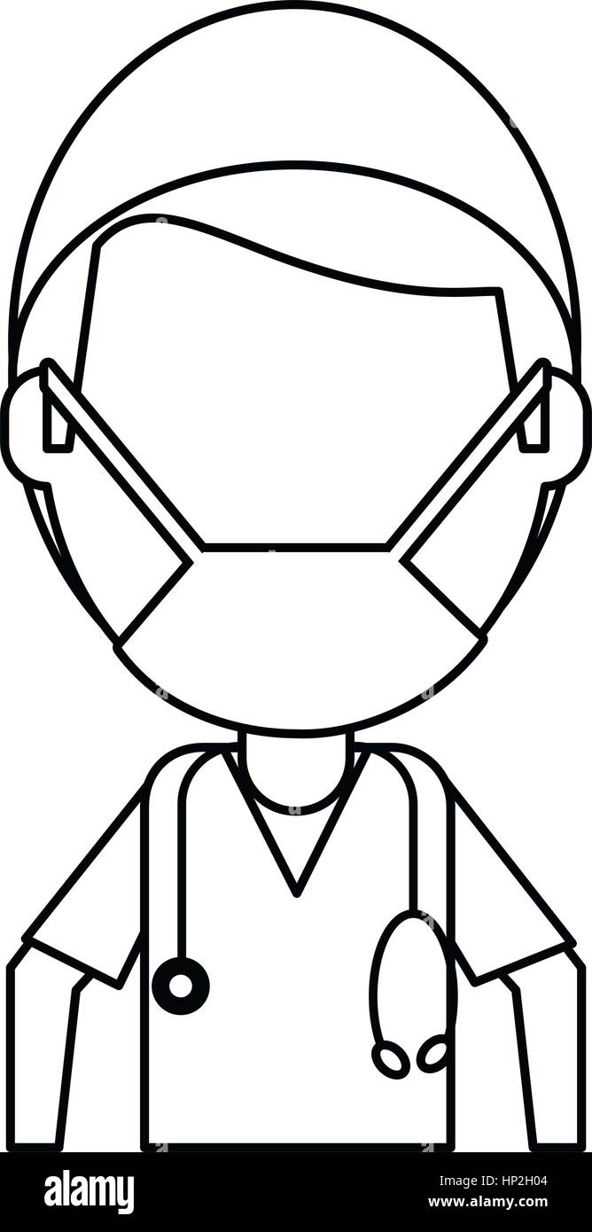 male surgeon medical professional thin line vector illustration eps 10 ...