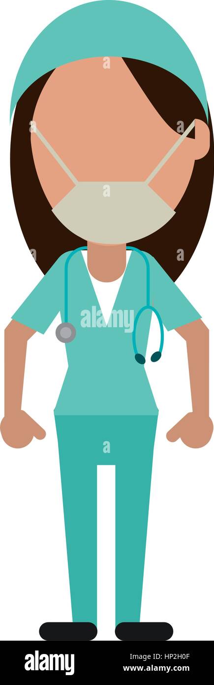 surgeon woman with mask medical stethoscope vector illustration eps 10 ...