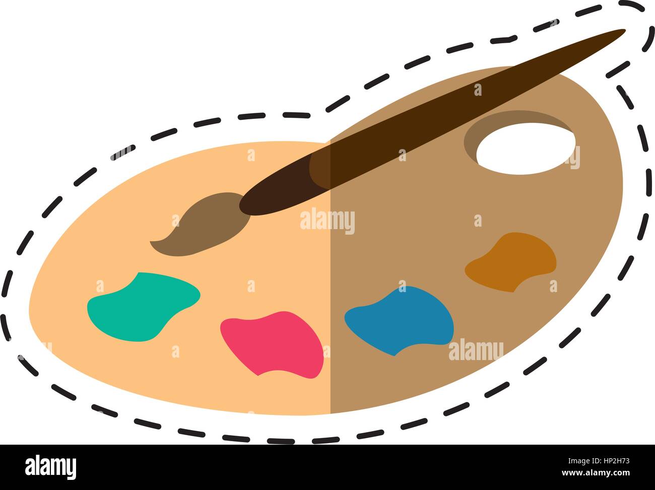 cartoon palette color paint brush vector illustration eps 10 Stock ...