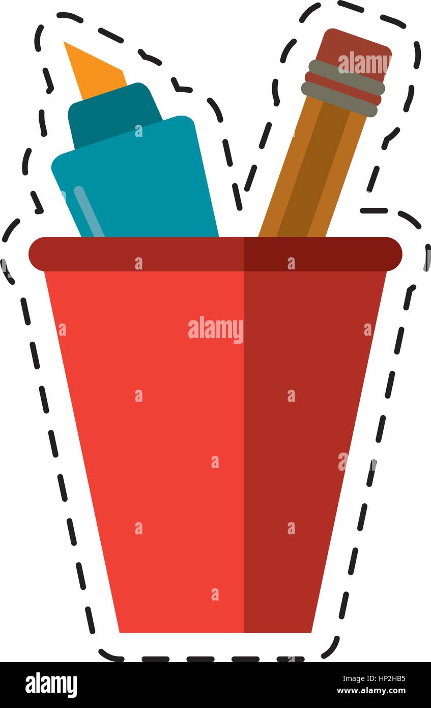 cartoon cup pencil school utensil vector ilustration eps 10 Stock ...