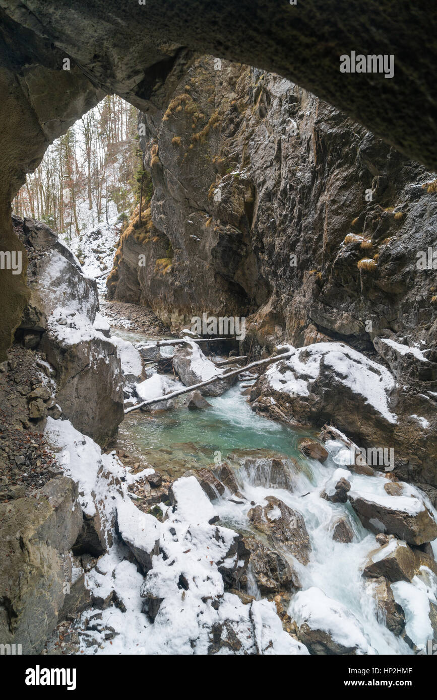 Winter in Gorge Partnachklamm in Garmisch-Partenkirchen, Bavaria ...