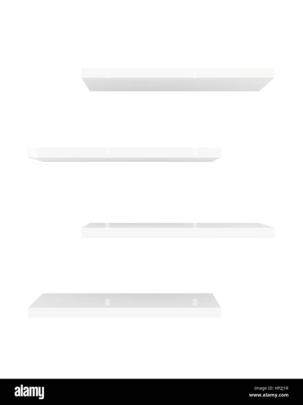 Blank showcase displays shelves front view isolated on white background ...