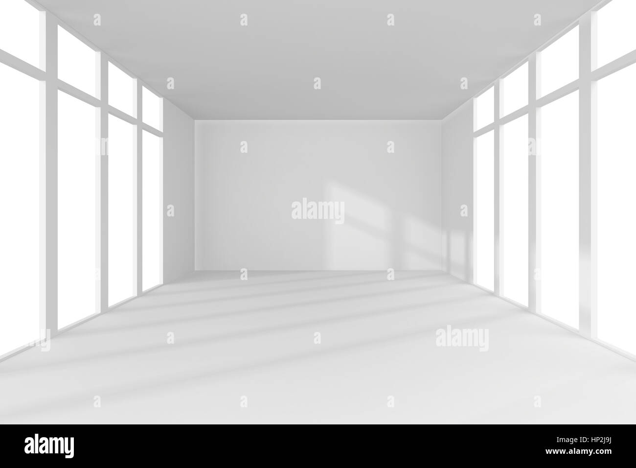White Blank Interior with panoramic Windows. 3D Rendering Stock Photo ...