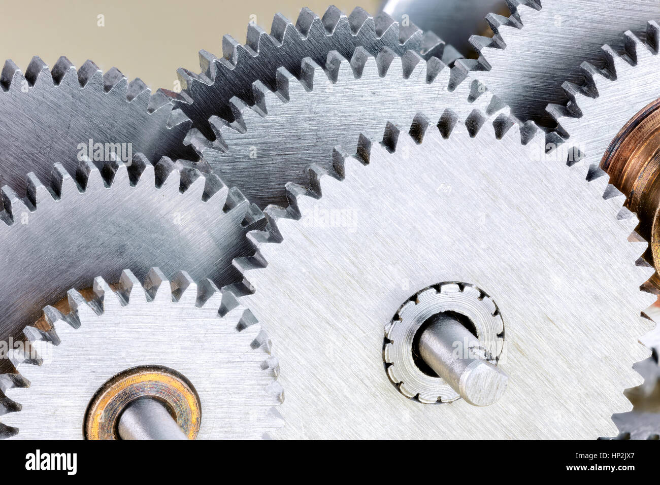 set of various steel gears for industrial machinery closeup Stock Photo ...