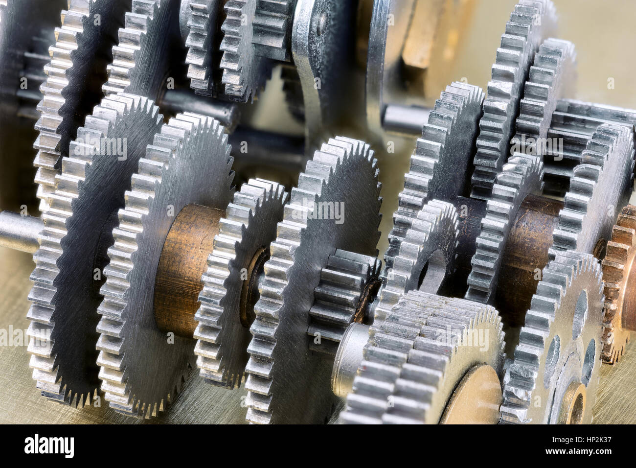 steel mechanical gear cogwheels on industrial background macro Stock ...
