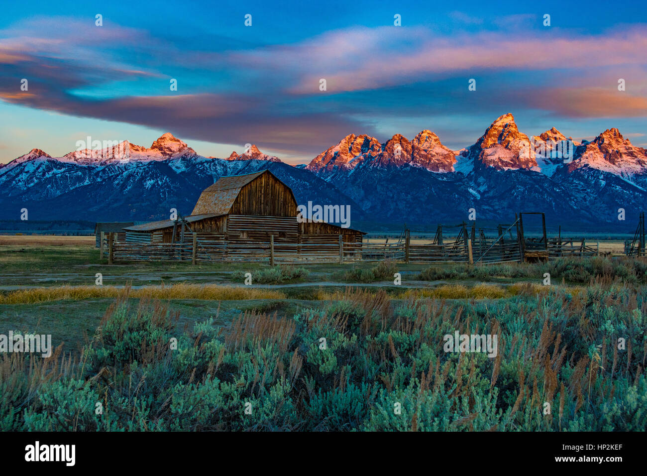 The Iconic John Moulton Barn on Mormon Row-Jackson, Wyoming Stock Photo ...