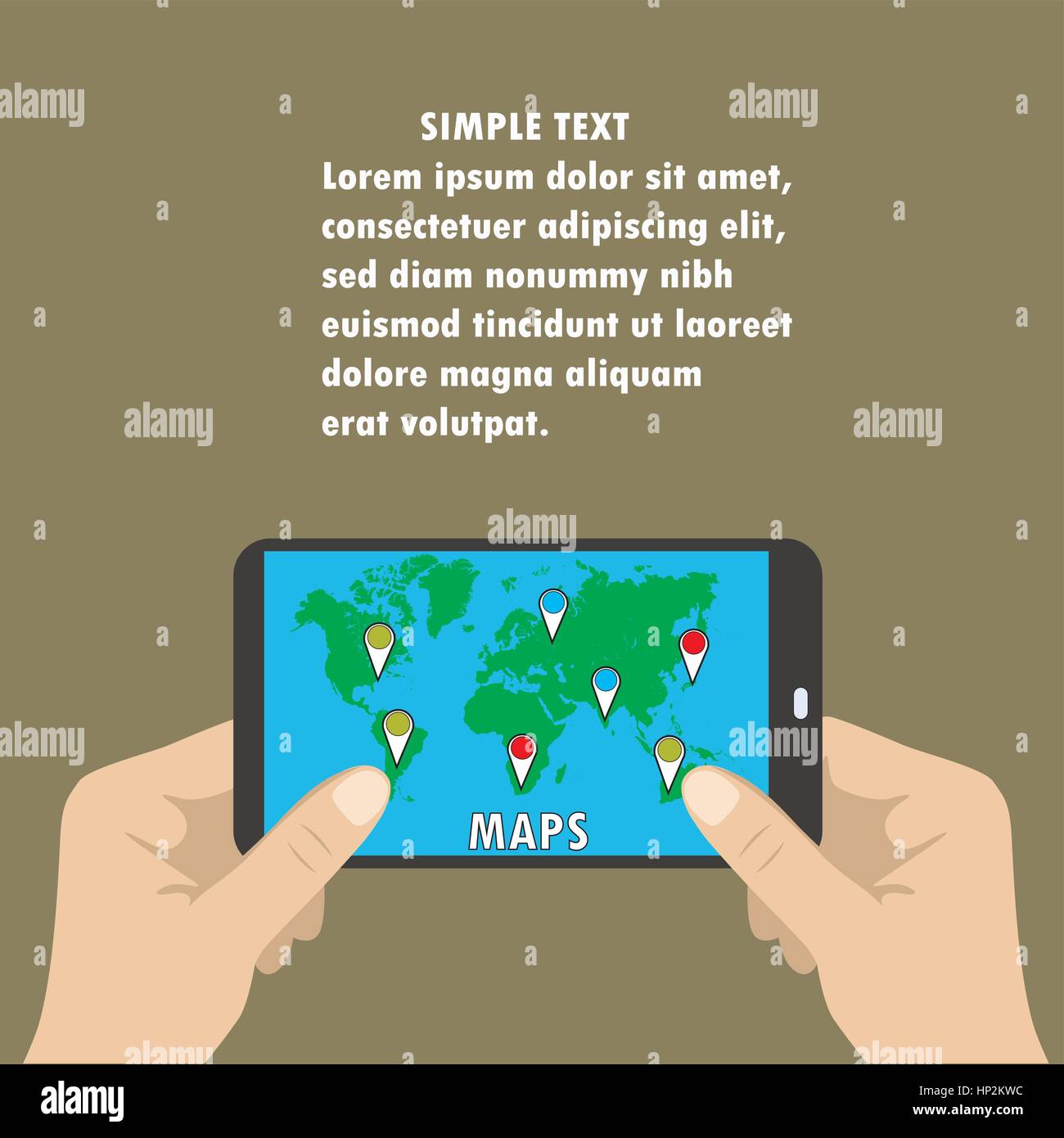 Mobile maps with map pointers . Place for text Stock Vector Image & Art ...