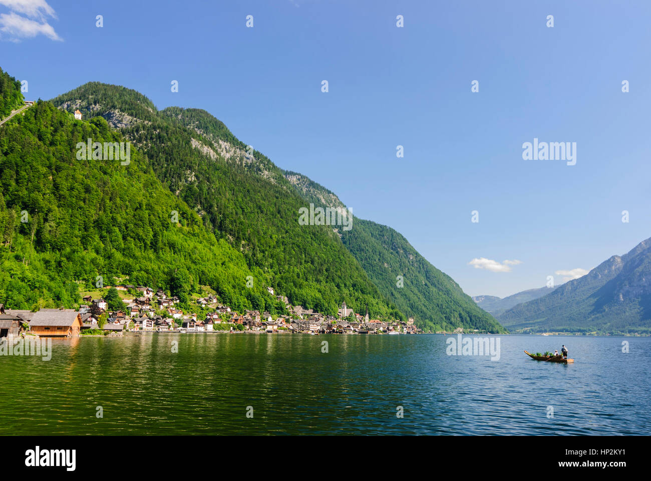 Hallstatt, Lake Hallstatt; Boat on the way to the sea procession on ...