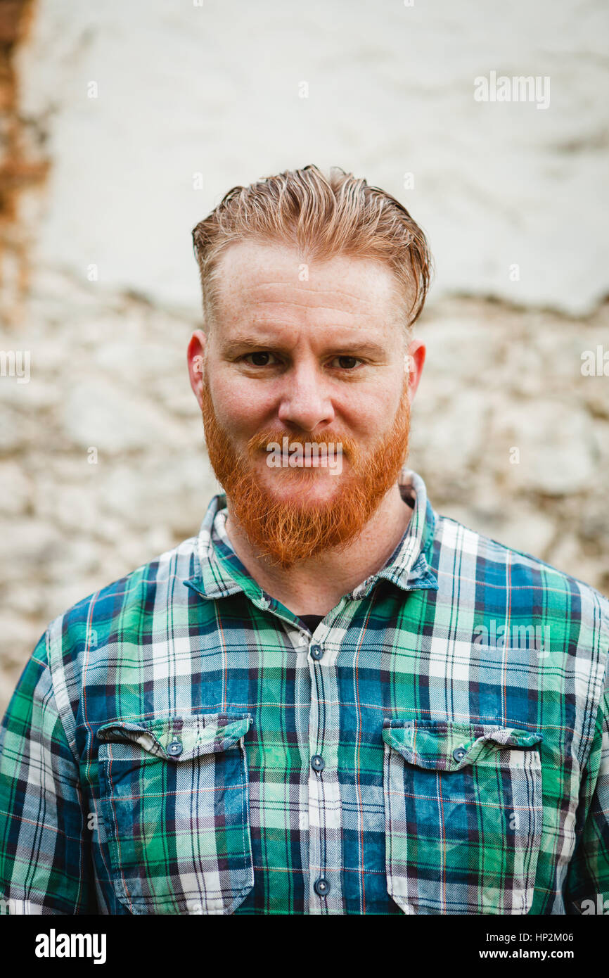 Man plaid shirt long hair hi-res stock photography and images - Alamy