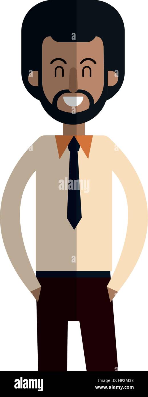 happy man wearing a tie cartoon icon over white background. vector ...