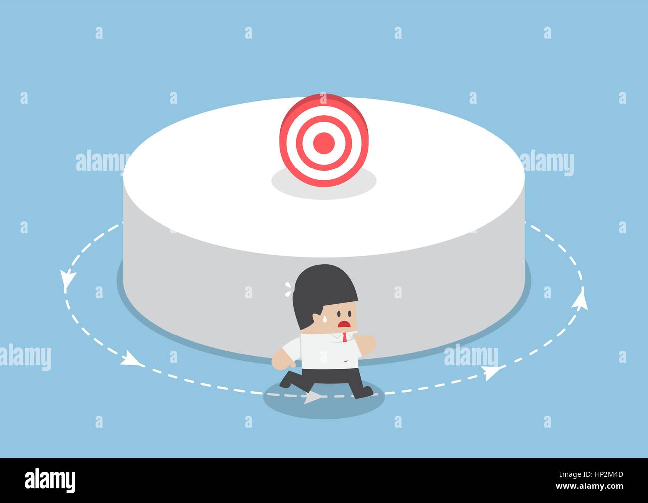 Businessman running around the target, business target loss concept ...