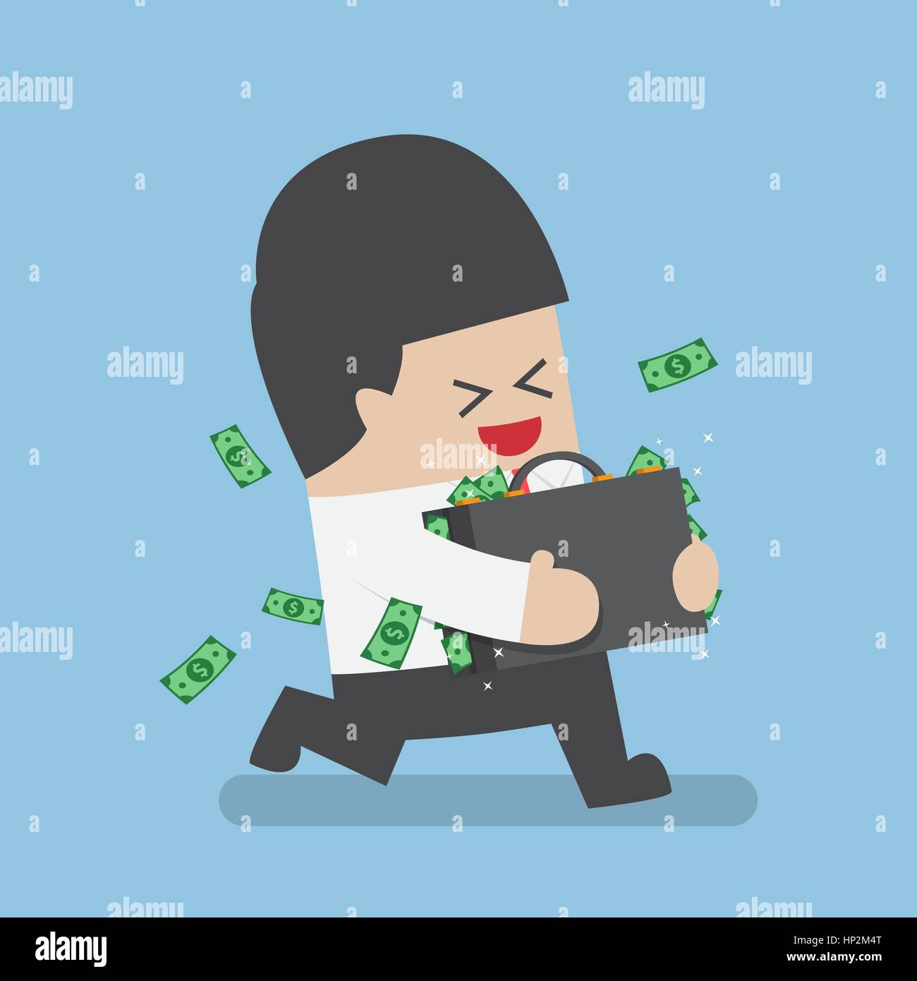 Happy businessman running with suitcase full of money, business success ...