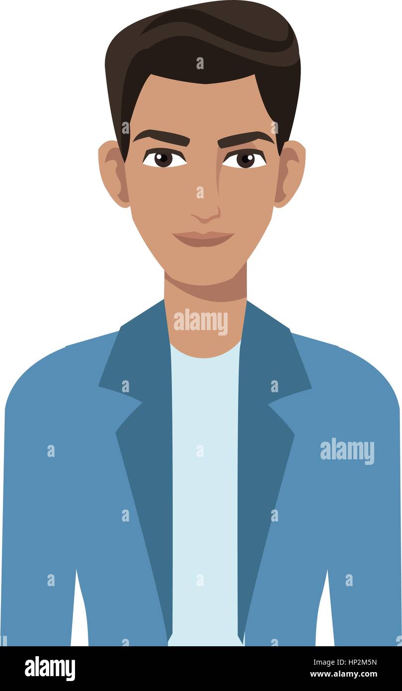 happy young man cartoon icon over white background. vector illustration ...