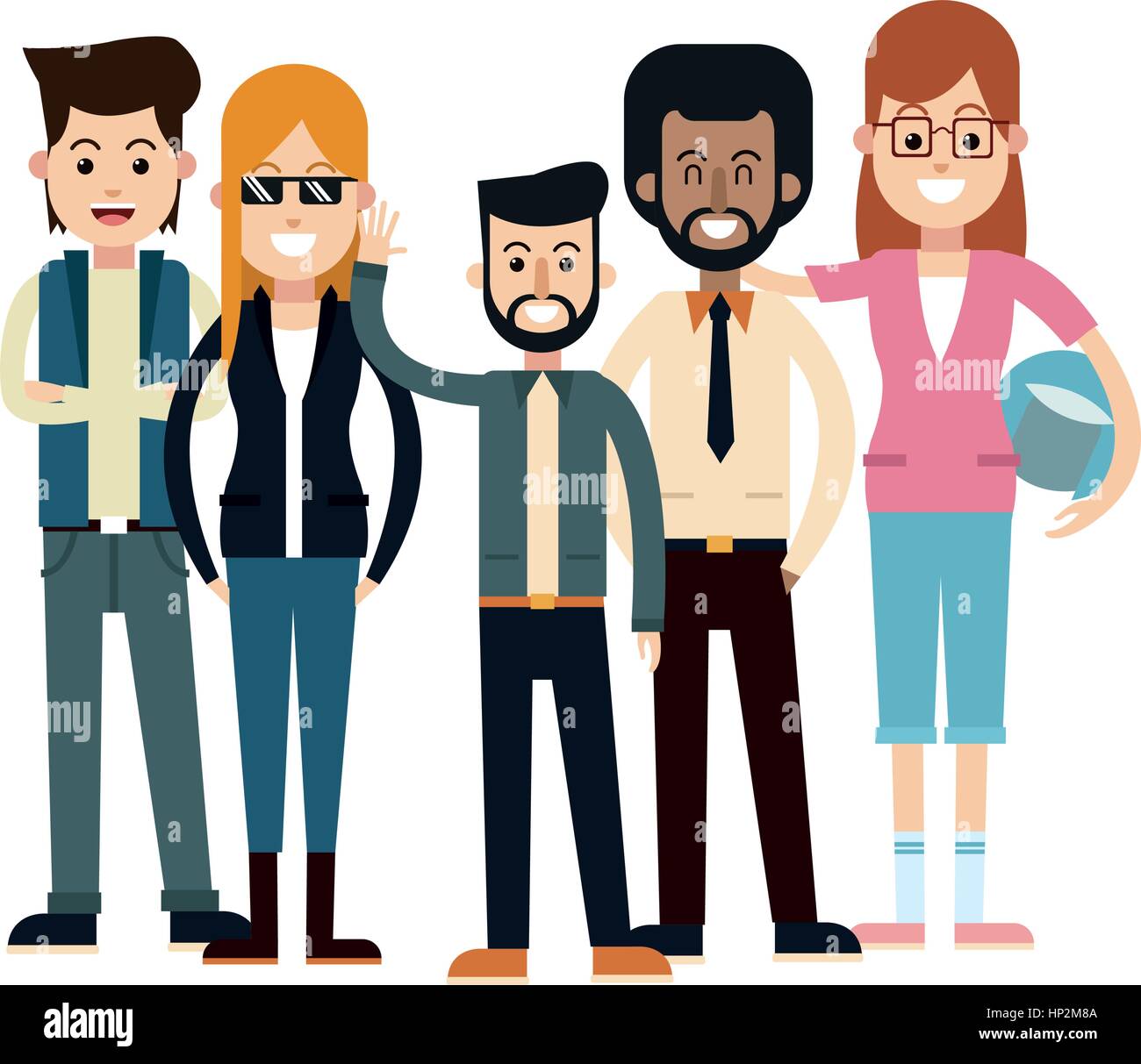 group of young people over white background. colorful design. vector ...