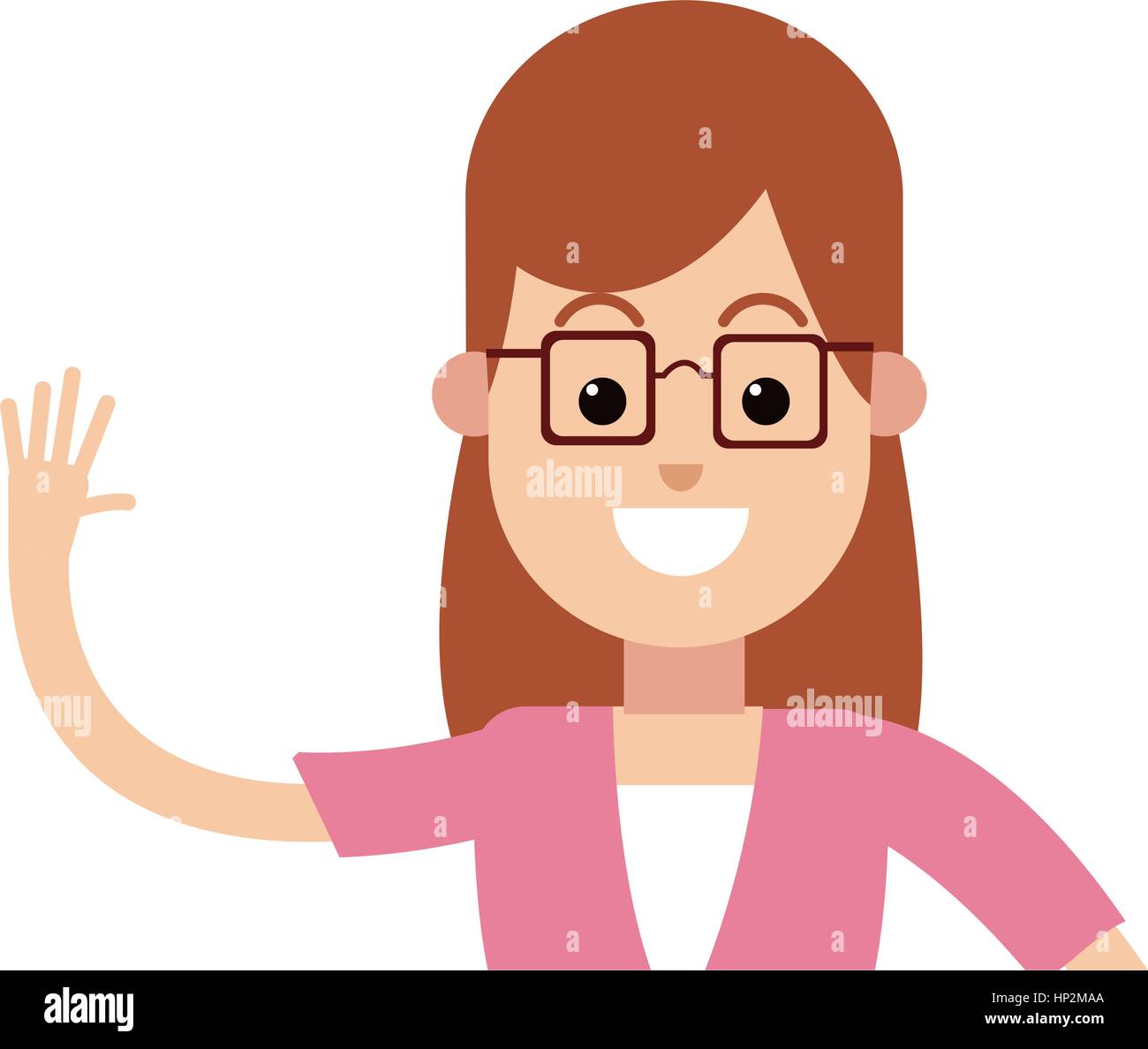 happy woman with glasses cartoon icon over white background. colorful ...