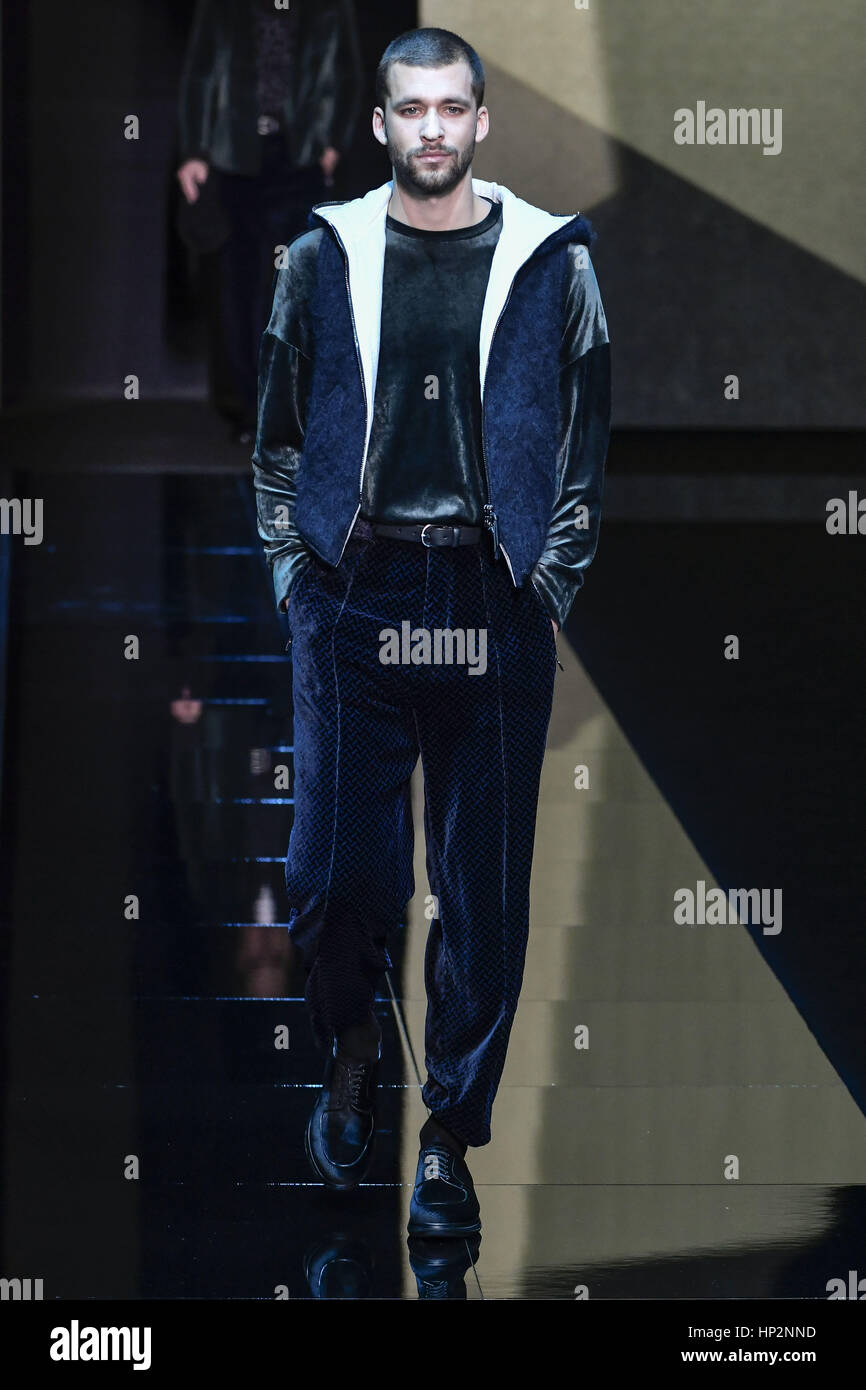 Milan Fashion Week Men's - Giorgio Armani - Catwalk Featuring: Model ...