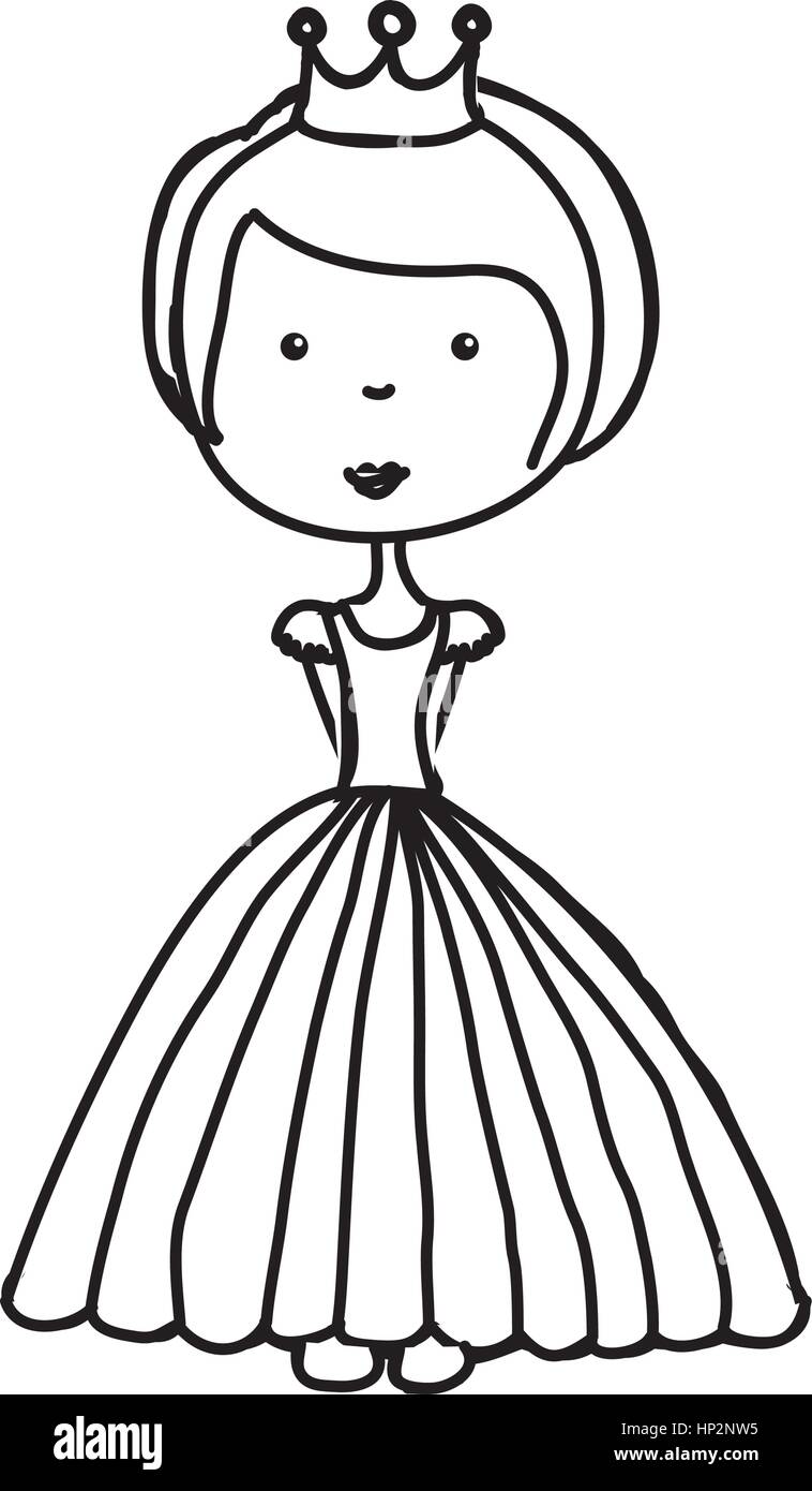 little princess drawing isolated icon vector illustration design Stock ...