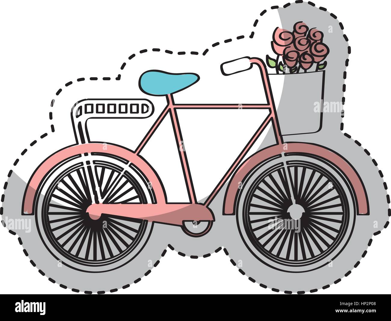 bicycle with flowers drawing vector illustration design Stock Vector ...