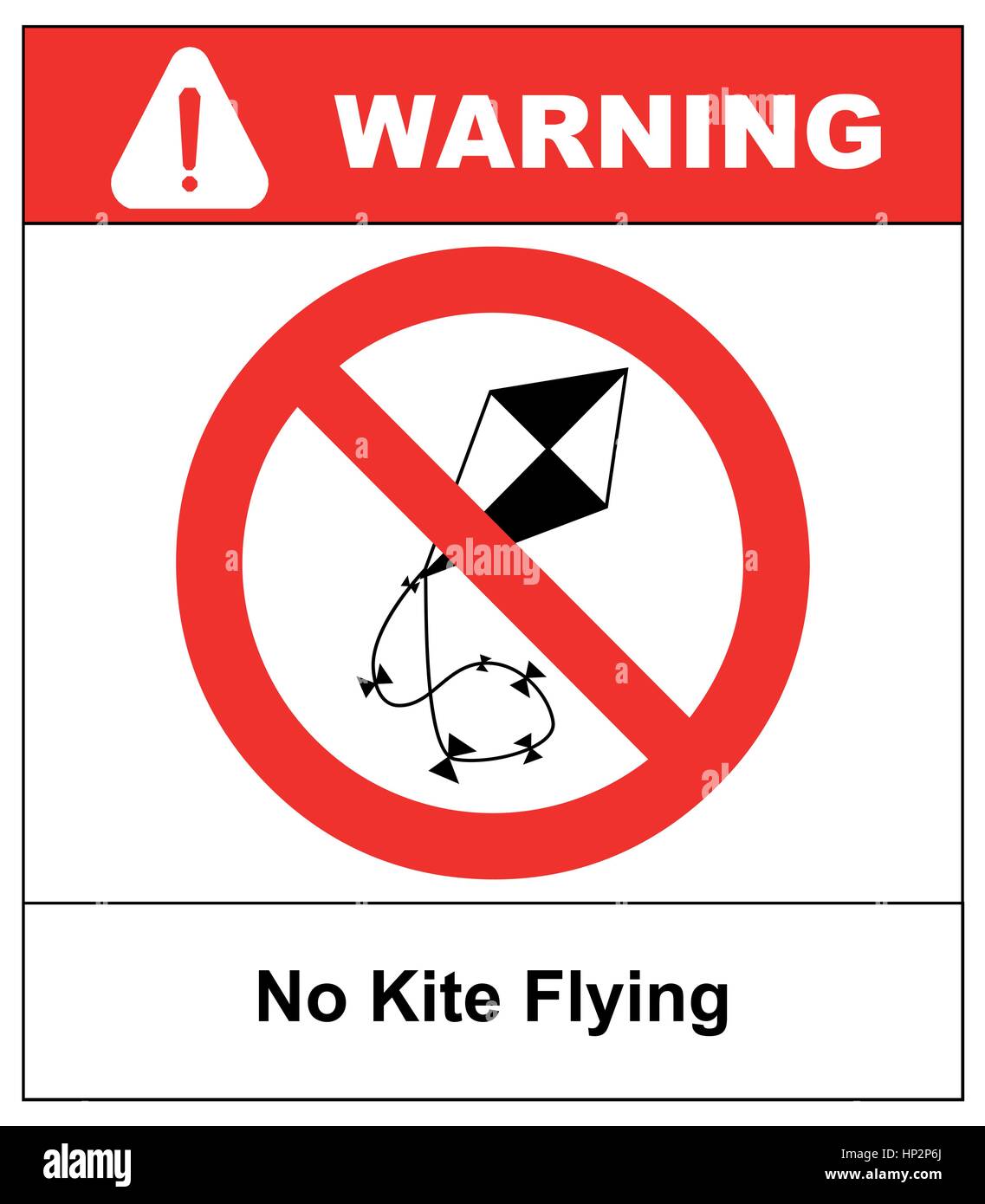 No kite flying sign. Vector illustration. Warning prohibition banner ...