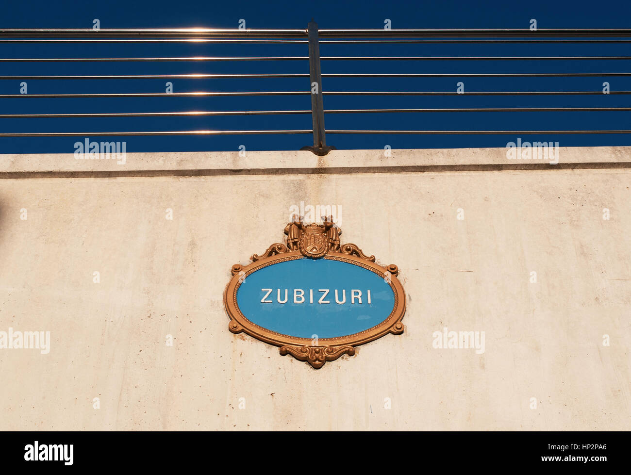 Bilbao, Basque Country, Spain: the sign of the Zubizuri, the white ...