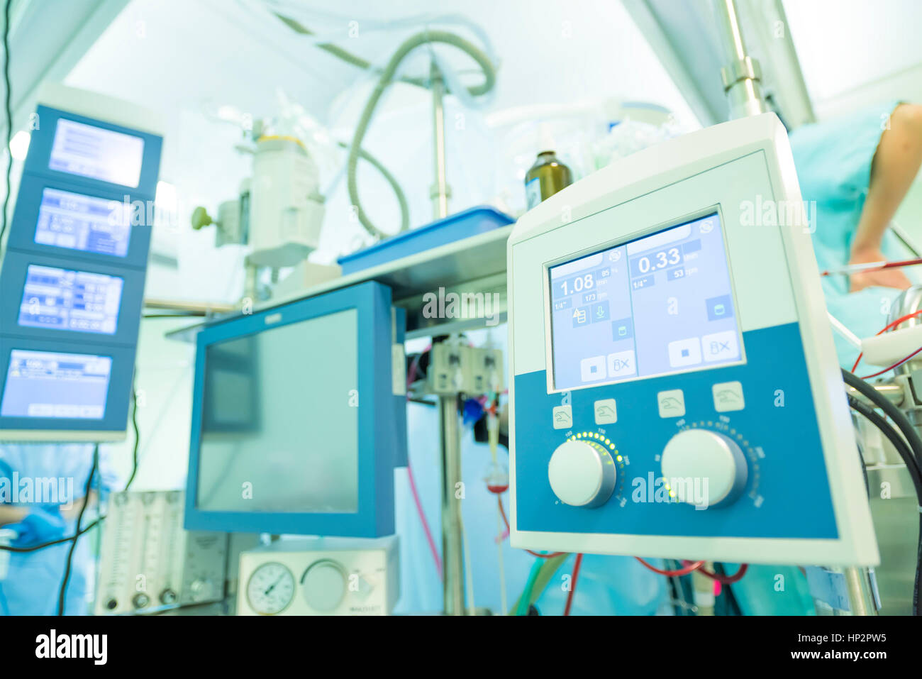 the control unit on the heart-lung machine which runs the operating ...