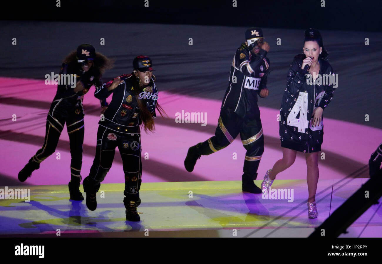 Singer Katy Perry and Missy Elliott perform during half time of Super ...