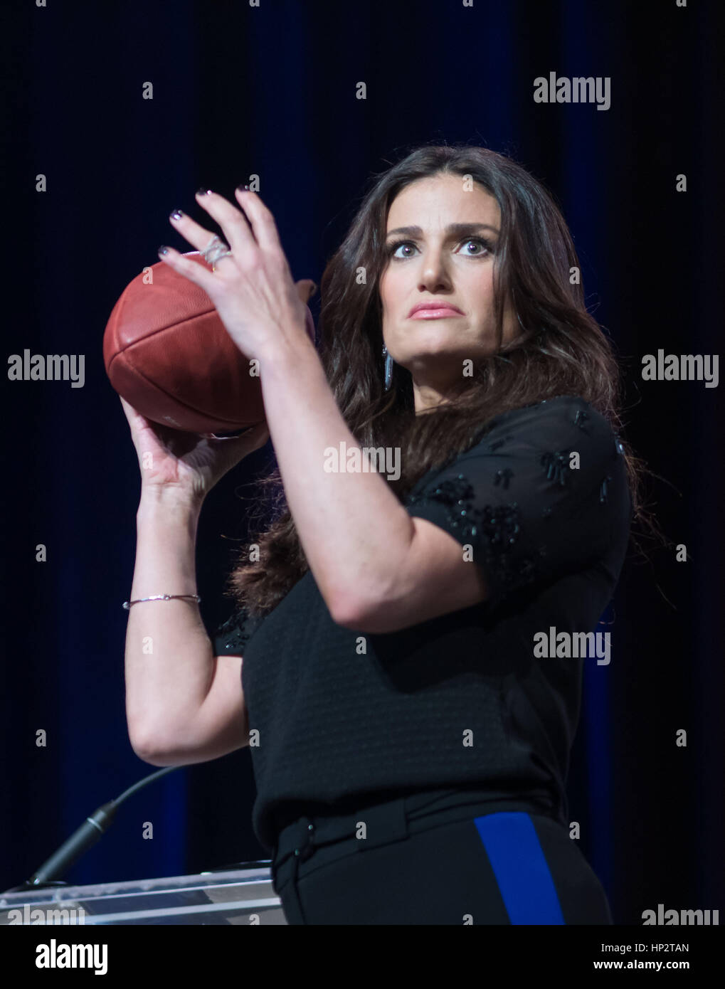Singer Idina Menzel at the press conference for the pre-game show on ...