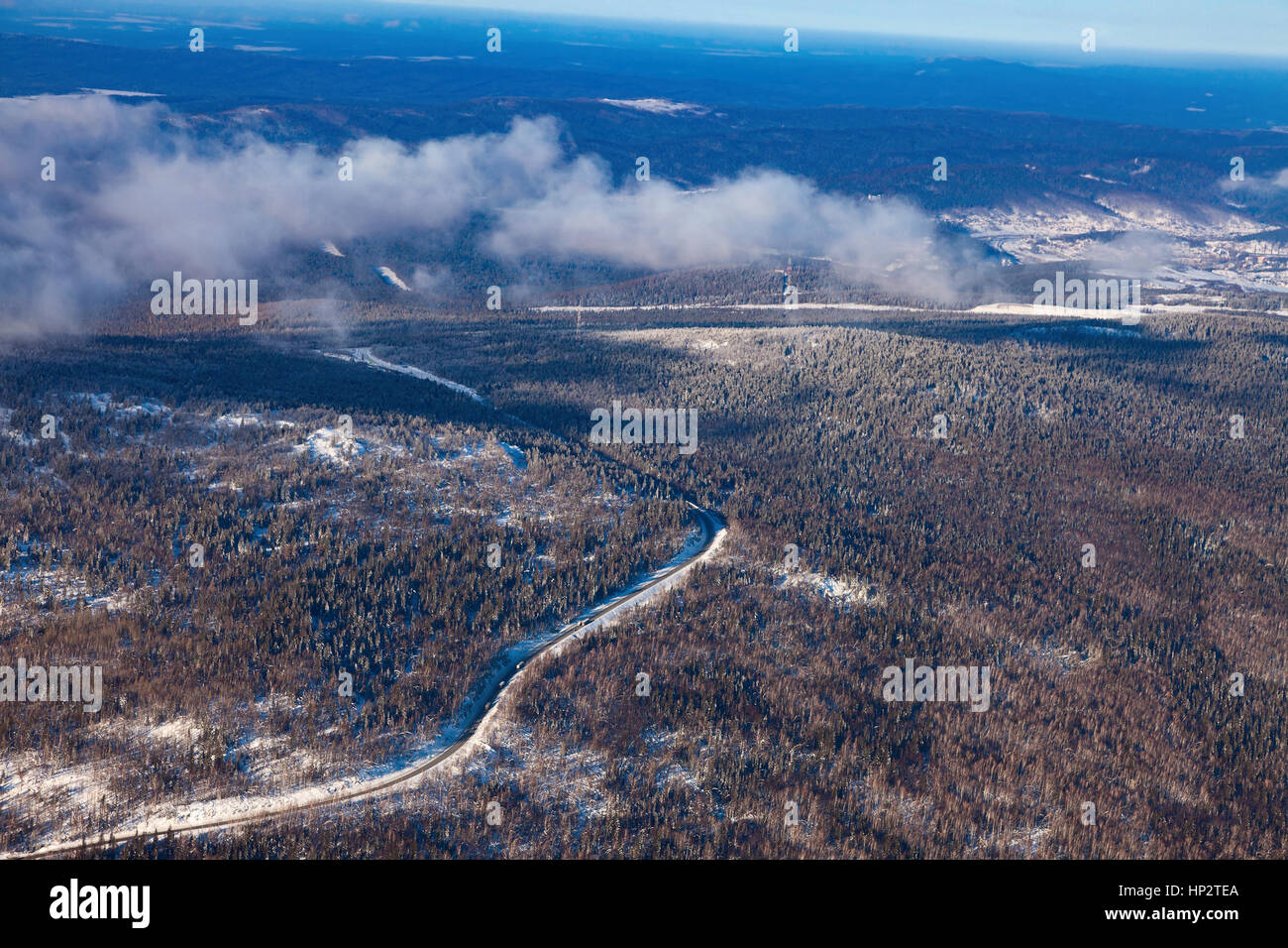 Highway in winter, top view Stock Photo - Alamy