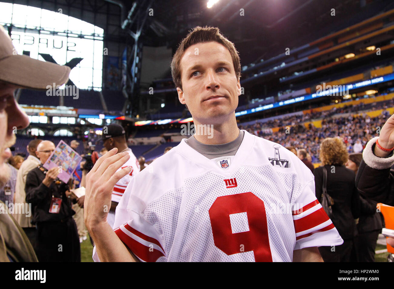 New York Giants kicker Lawrence Tynes speaks to the media at the Super ...
