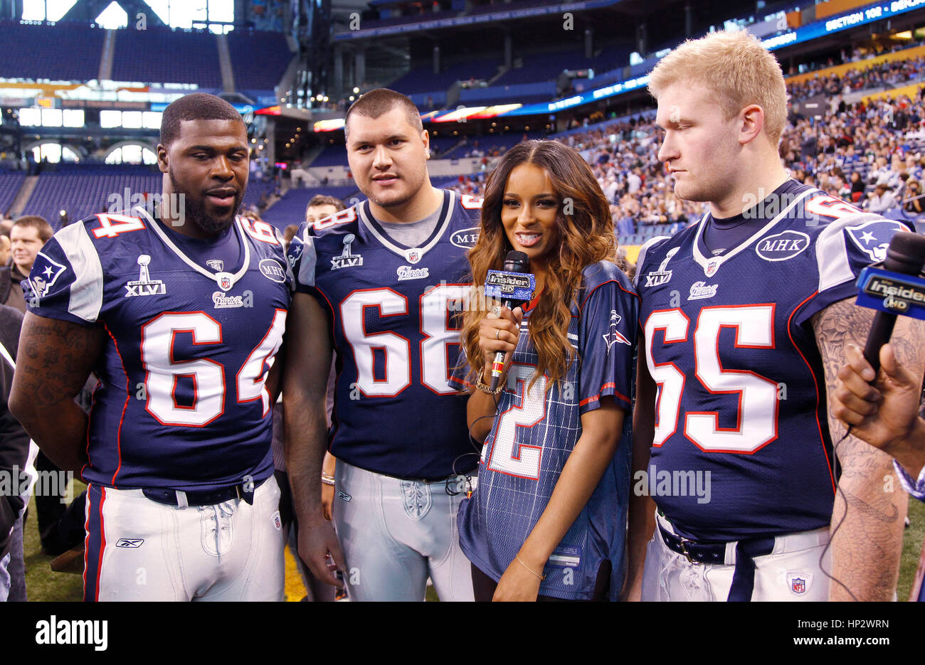 Singer Ciara with New England Patriot players, Donald Thomas (64), Matt ...