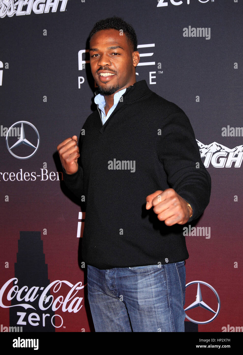 UFC fighter Jon Jones arrives at the ESPN The Party Super Bowl party on ...