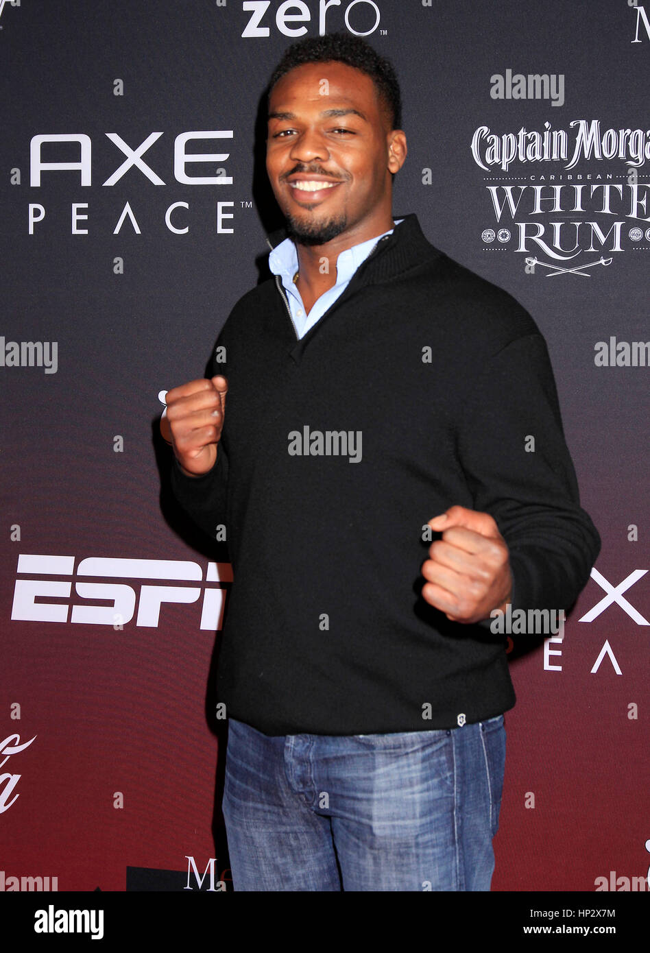 UFC fighter Jon Jones arrives at the ESPN The Party Super Bowl party on ...