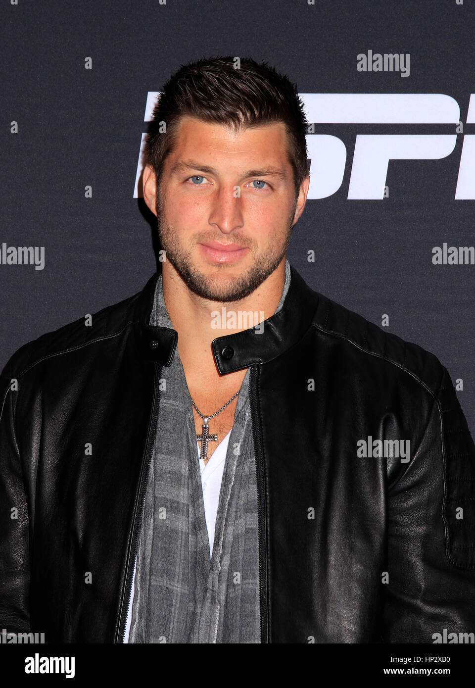 Tim Tebow arrives at the ESPN The Party Super Bowl party on January 31 ...