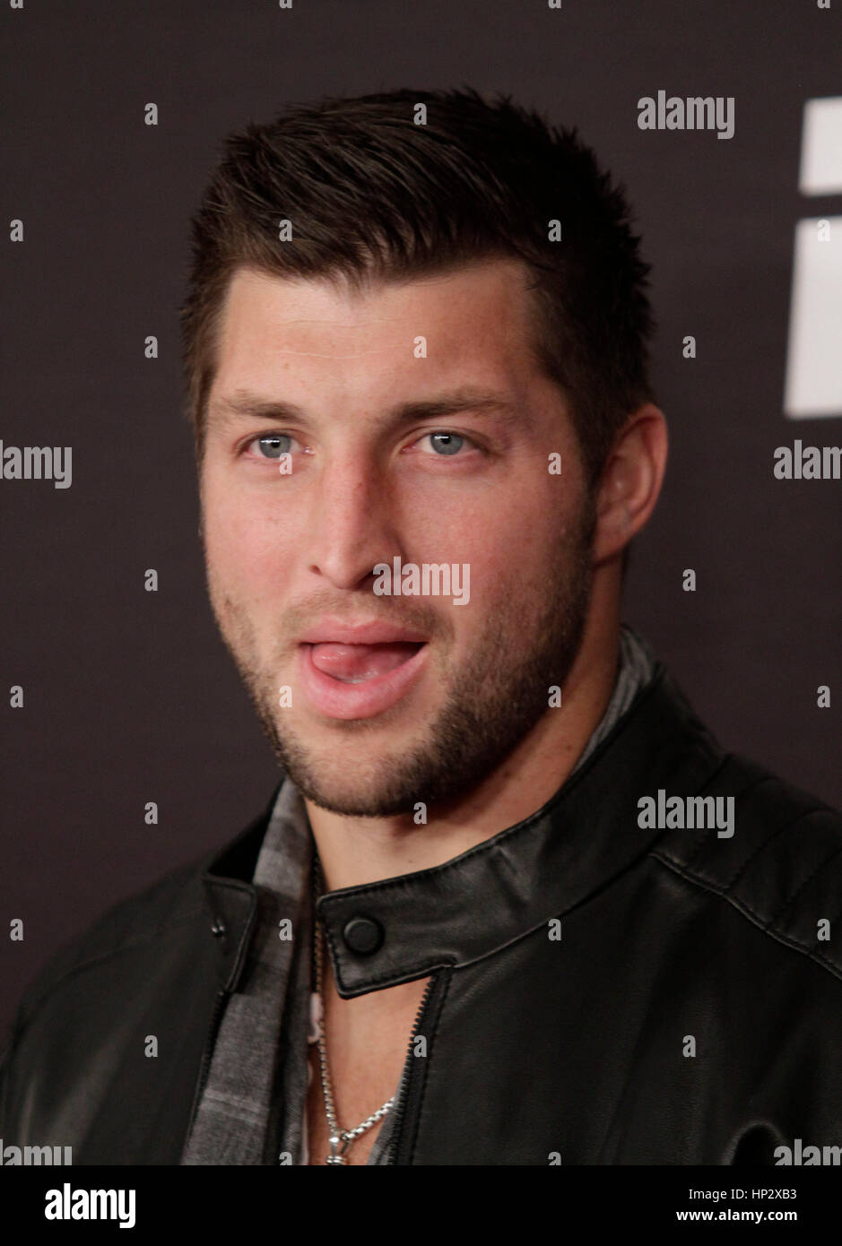 Tim Tebow arrives at the ESPN The Party Super Bowl party on January 31 ...