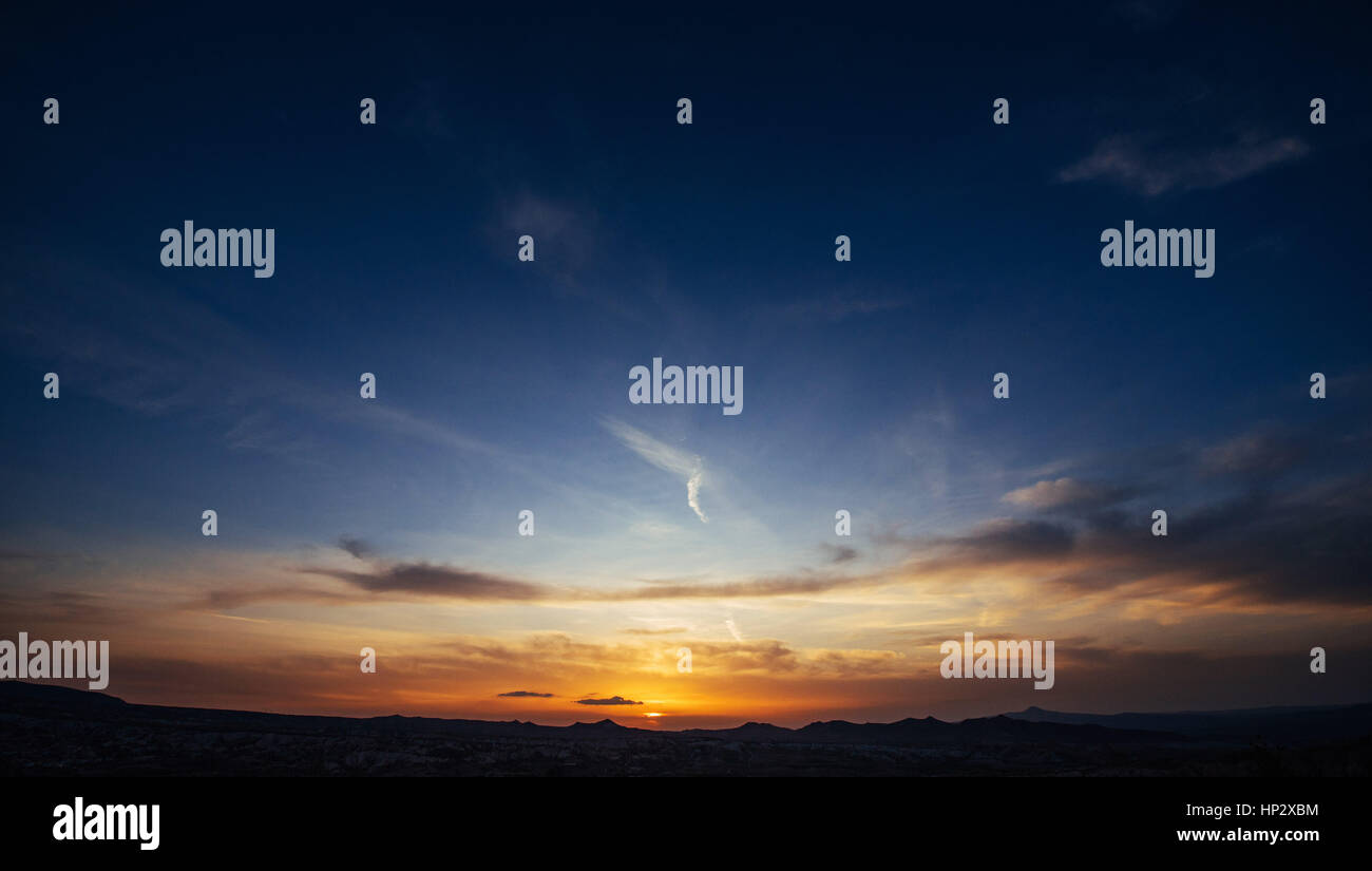 Beautiful summer mountain landscape. Blue color sunset Stock Photo - Alamy